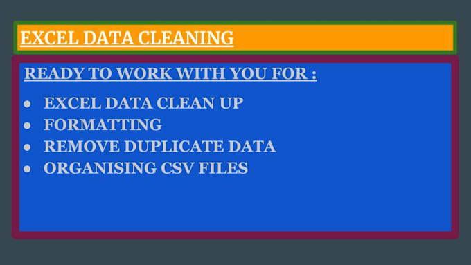 Do excel data cleaning, excel data analysis,excel data sorting and organising by Dpkchky | Fiverr