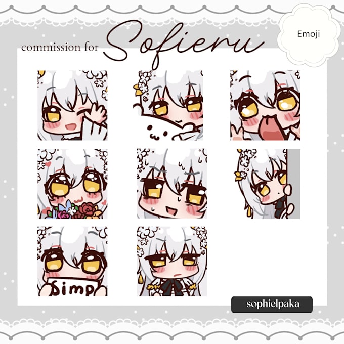 Draw your emote for your vtuber and character by Sophielpaka | Fiverr