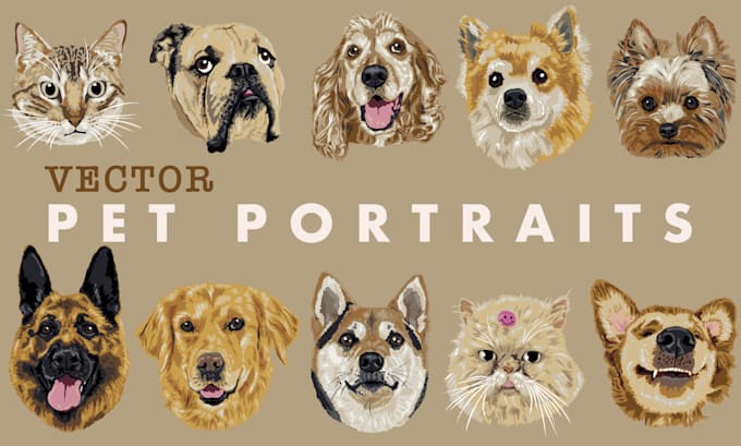 Draw a vectorial pet portrait in my style by Aslucci | Fiverr