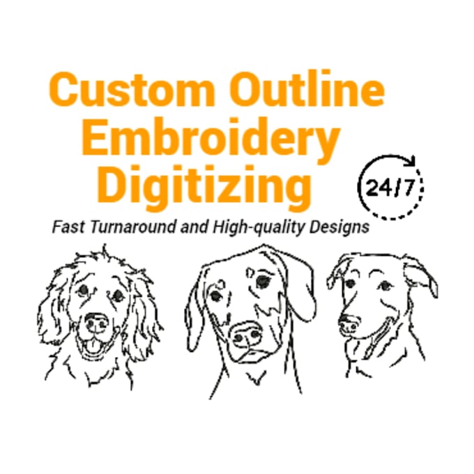 Create custom outline embroidery digitizing line art embroidery design ...