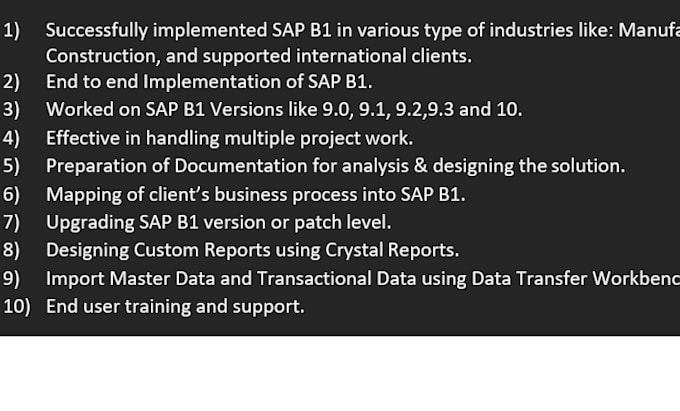 Provide support to sap business one b1 and sap pp erp module by Navnath01 | Fiverr