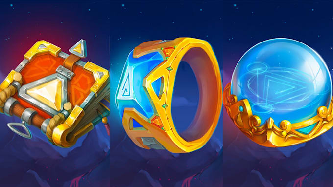 Design 2d game ui 3d assets game props weapon concept for 2d 3d mobile game