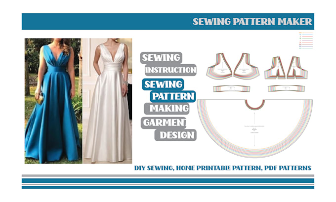 Be pdf sewing pattern maker of garment, dress, gown with cad grading ...