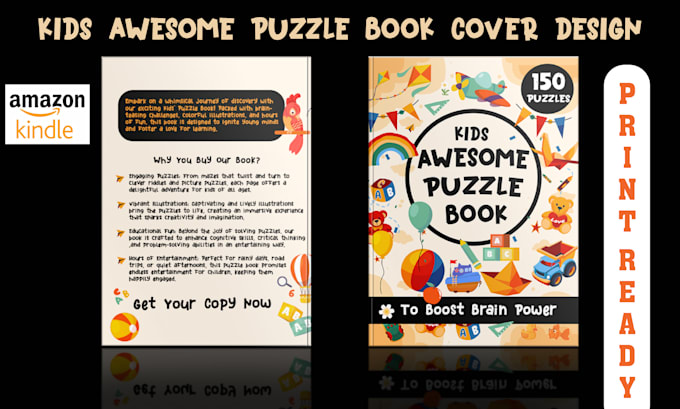 Design kids puzzle book cover design for amazon kdp by Naiifa | Fiverr