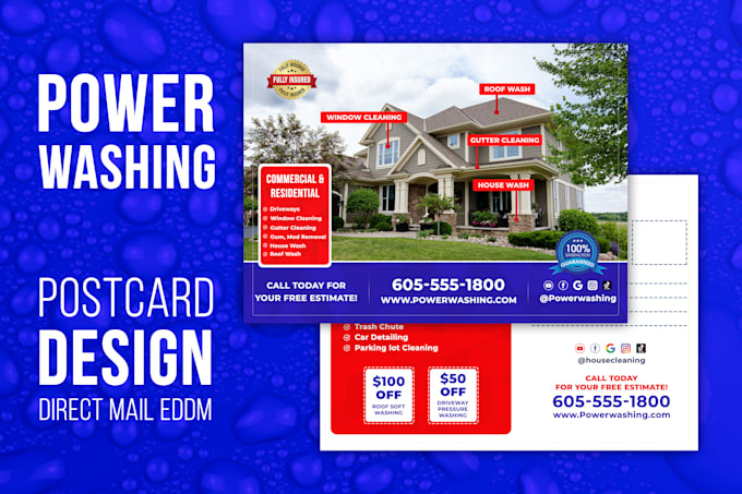 Do roof, house and window cleaning, power washing postcard or eddm card ...