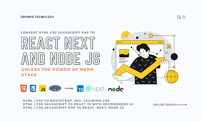 Convert Html Css Javascript Php To React Js Next Js Node Js By Mkhateeb Fiverr