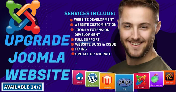 Update migrate joomla website with joomla template and upgrade it