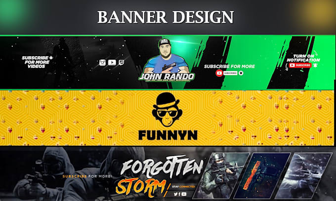 Design a professional youtube banner and icon, channel art using ai in ...