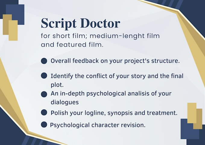Be your script doctor and fix your screenplay by Benjaminpue | Fiverr