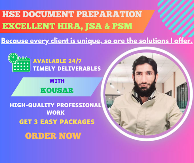 Do health, and safety documents hira, jsa, wms, psm, etc by Engr_kousar | Fiverr