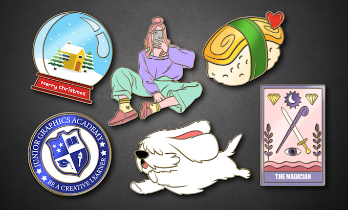 Make cartoon enamel pins, lapel pin for you by Herazstudio | Fiverr