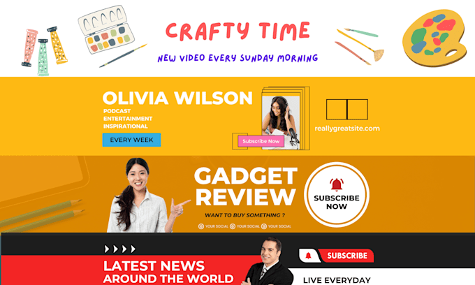 Design a professional youtube banner and logo, channel art by Mga786 ...