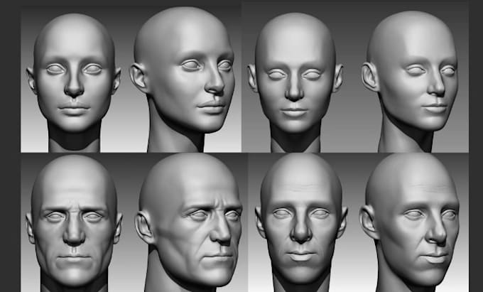3d head, sculpt realistic 3d head, 3d head for 3d printing, printable ...