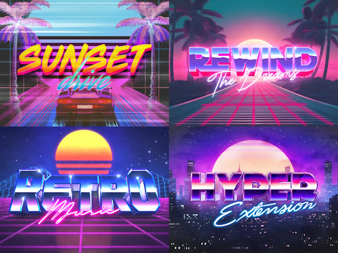 Make 80s futuristic synthwave retro logo with 3d chrome neon by Retro_synix | Fiverr