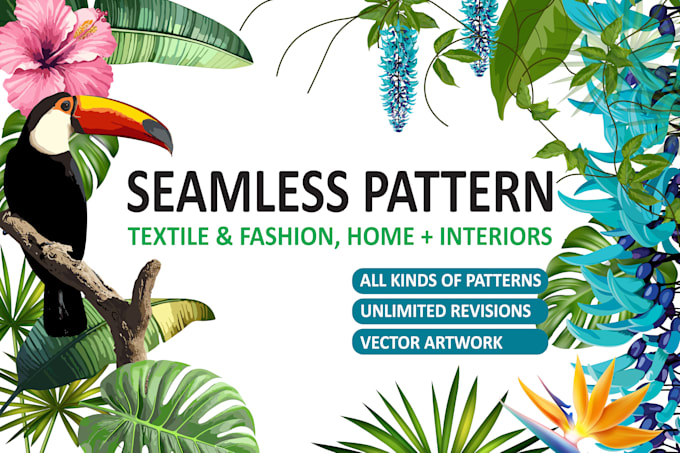 Design custom seamless patterns for textile by Bibdesign | Fiverr