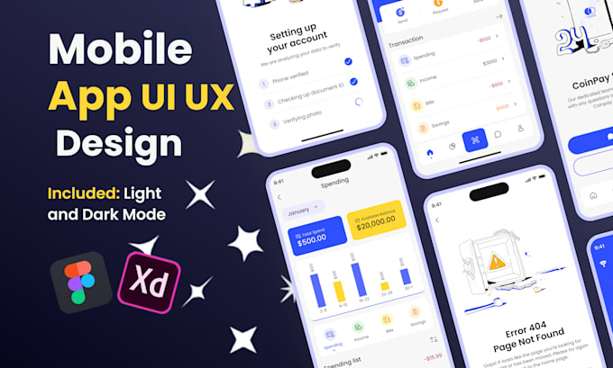 Design minimalist mobile app ui, web app ui design and ui ux design ...