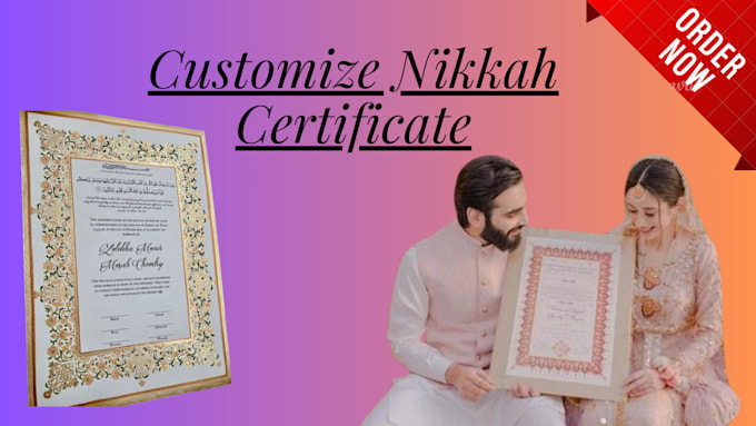 Customize your marriage, nikkah certificate with perfection by Warda ...