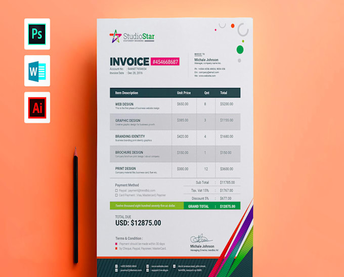 Design xero custom invoice professional templates by Rhinapoots | Fiverr
