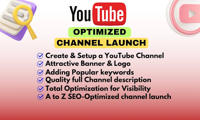 Create, manage, logo, banner, and total optimized youtube channel by Farhan_dm1 | Fiverr