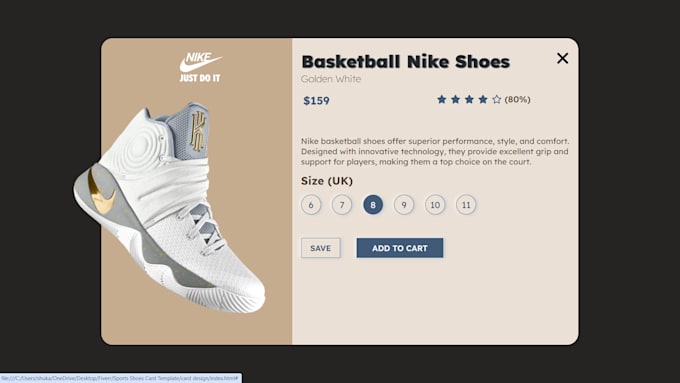 Do sports shoes card template by Shukan0049 | Fiverr