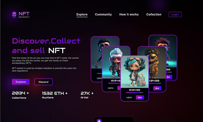 Create nft website, wordpress nft website design, crypto website design by Oliv2804 | Fiverr