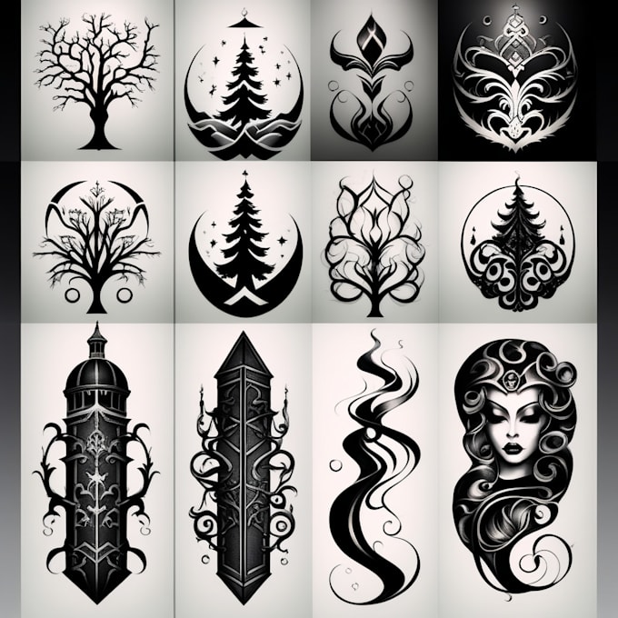 Create amazing black work tattoos set by Salomeedrei | Fiverr