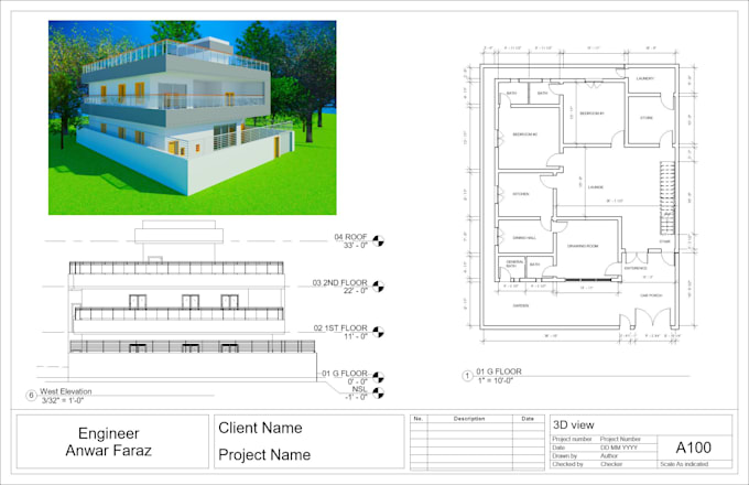 Draft architectural 2d, 3d house floor plan design in revit by ...