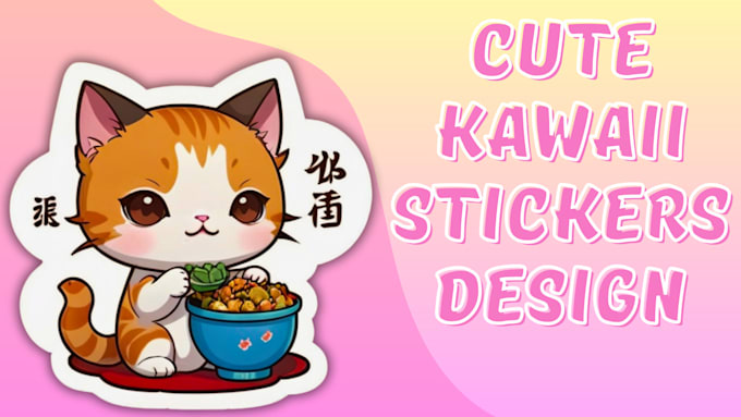 Design cute kawaii animal sticker and mascots by Gabriellahristo | Fiverr