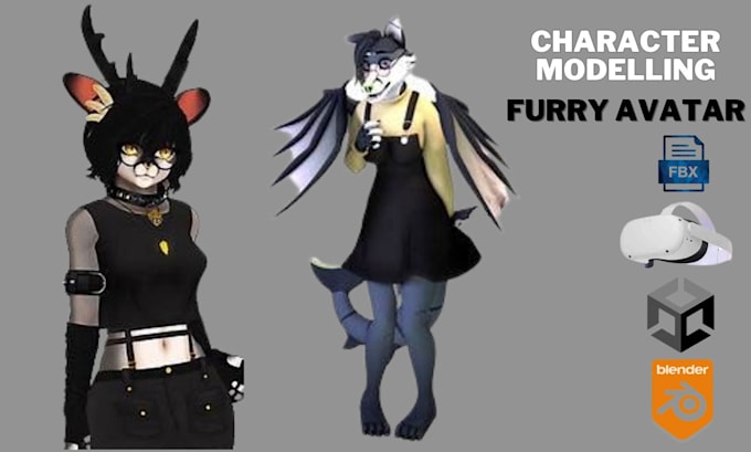 Create a high quality vrchat avatar, 3d vrchat avatar, anime and furry ...