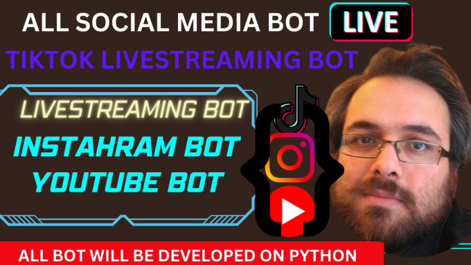 Create a telegram automated bot, youtube automation bot, tikto ... Create a telegram automated bot, youtube automation bot, tikto ...