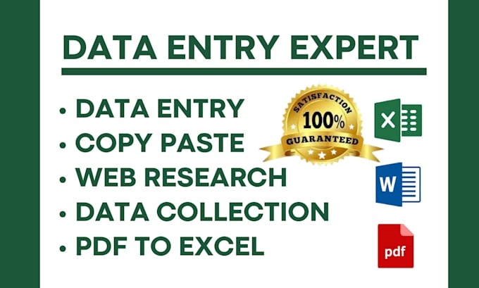Do excel data entry copy paste web research pdf to excel virtual assistance by Sifatasmim123 ...