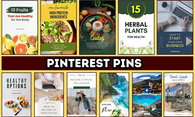 Create attractive pinterest pins, ads and board design by Tehreemrani ...