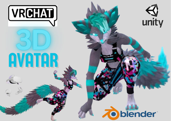 Do custom vrchat avatar furry avatar vtuber 3d model vr character vrc ...
