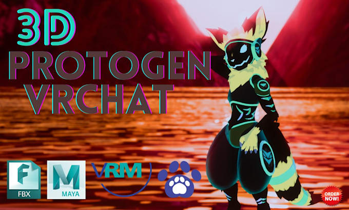 Create a protogen model vrchat model 3d fursona from scratch by Treene ...