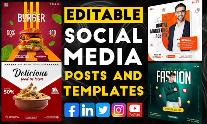 Create editable social media posts,ads using photoshop by ...