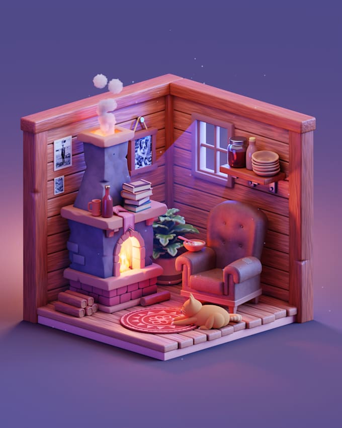 Create a stylized room interior for you by Artramp3d | Fiverr