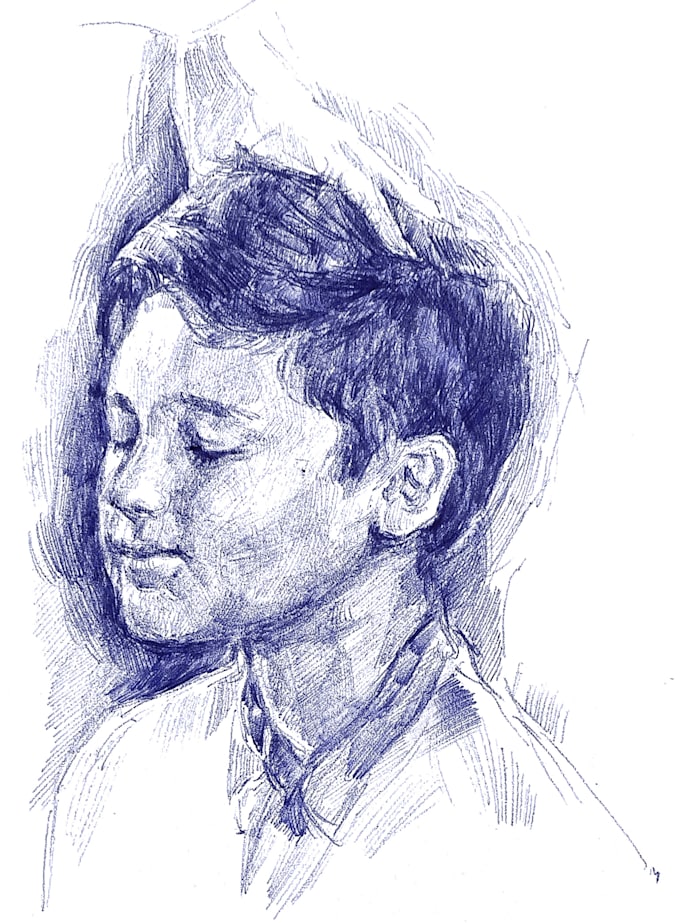 Make sketches in blue inked pen by Kayley_j8 | Fiverr