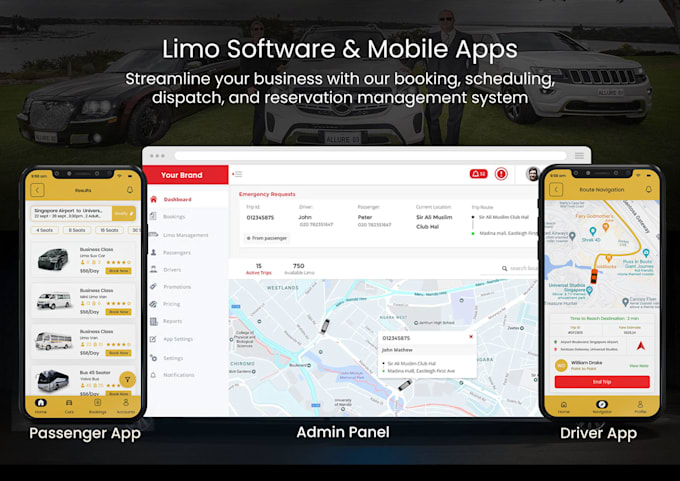 Do limousine, taxi, chauffeur, transfer booking system and mobile apps by Easwardss | Fiverr