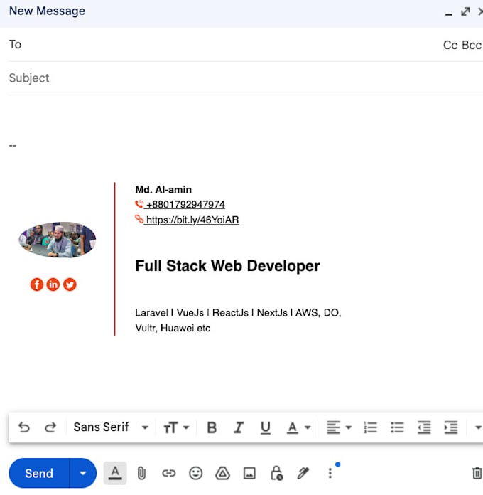 Create clickable email signature, html signature by Alamin_laradev | Fiverr