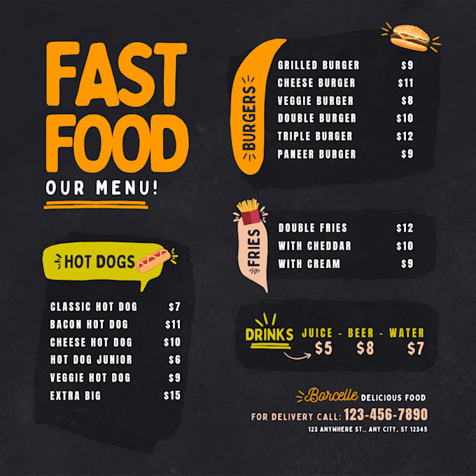 Create nice food menu by Wakiaakhter86 | Fiverr