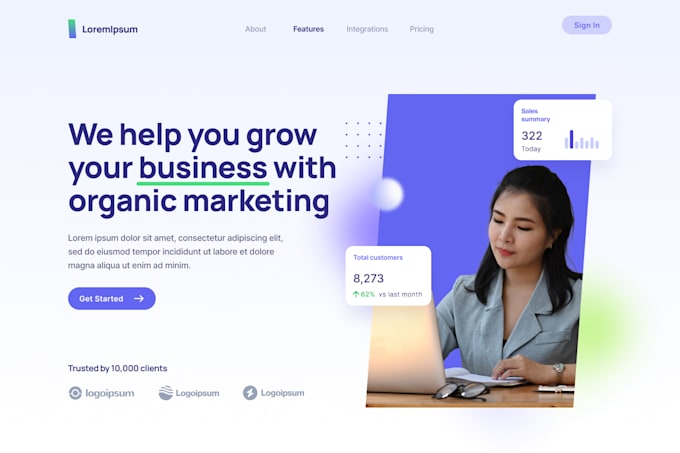 Build frontend landing page html website by Cloud_glow | Fiverr