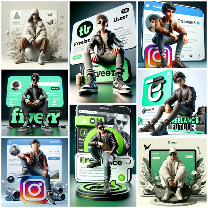 Create custom ai 3d character social media profile by Osammah | Fiverr