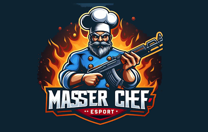 Design outstanding master chef esport mascot logo with express delivery ...
