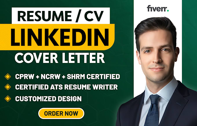 Write, design, edit and upgrade resume, cv, cover letter and linkedin ...