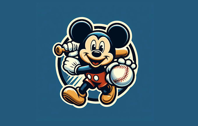 Give a high quality mickey playing baseball mascot logo design for you ...
