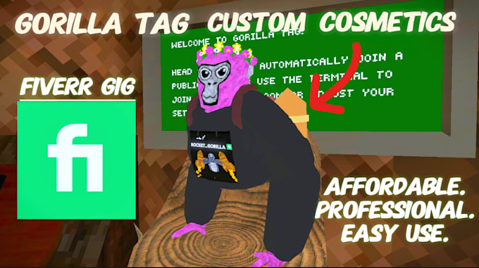 Make a custom modded gorilla tag cosmetic by Edouard_le | Fiverr