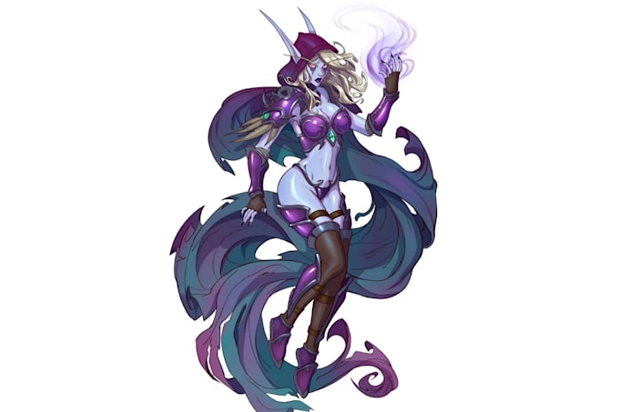 Draw 2d fantasy illustration, splash art, dnd art, cyberpunk, character ...