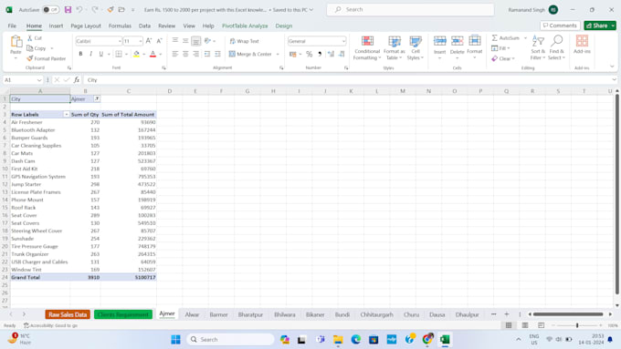 Excel data work provider by Ramanand8766 | Fiverr