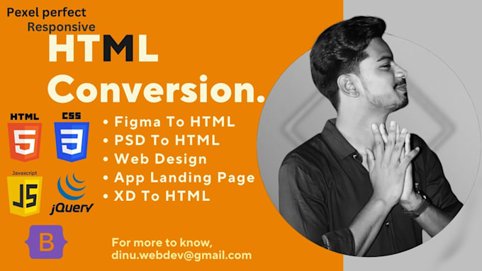 Design your figma psd xd to responsive html and css by Dinu_webdev | Fiverr