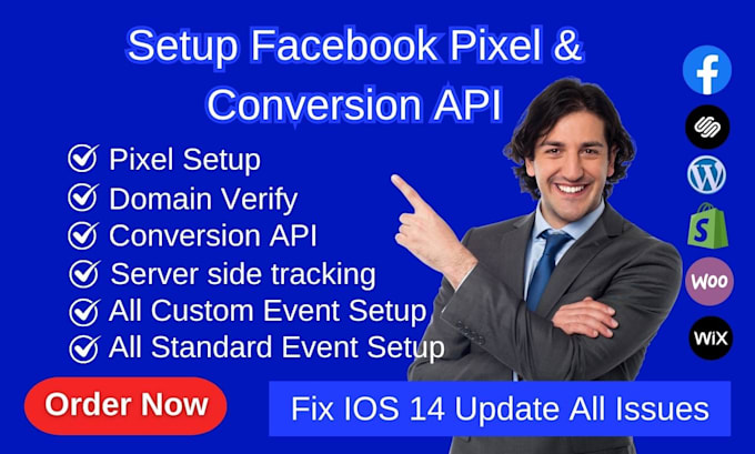 Install facebook pixel api, for custom events and conversions tracking by Expertvendor | Fiverr